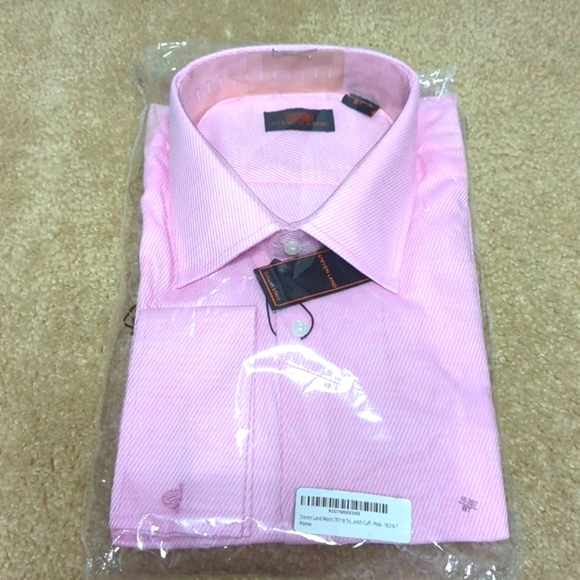 Steven Land | Shirts | Nwt Steven Land Dress Shirt Pink Trim Fit French ...